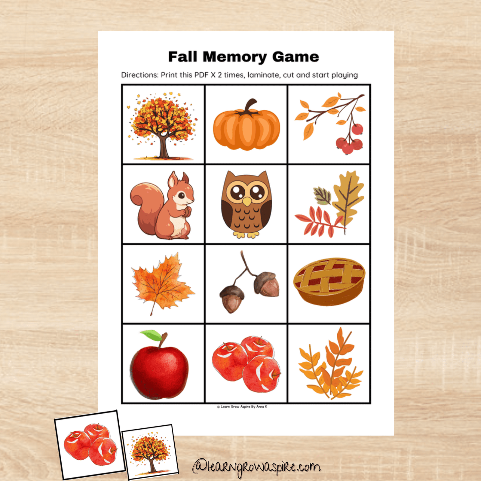 Free Printable Fall Matching Game | Learn Grow Aspire