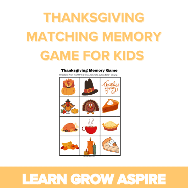 Thanksgiving Memory Game Free Printable PDF | Learn Grow Aspire
