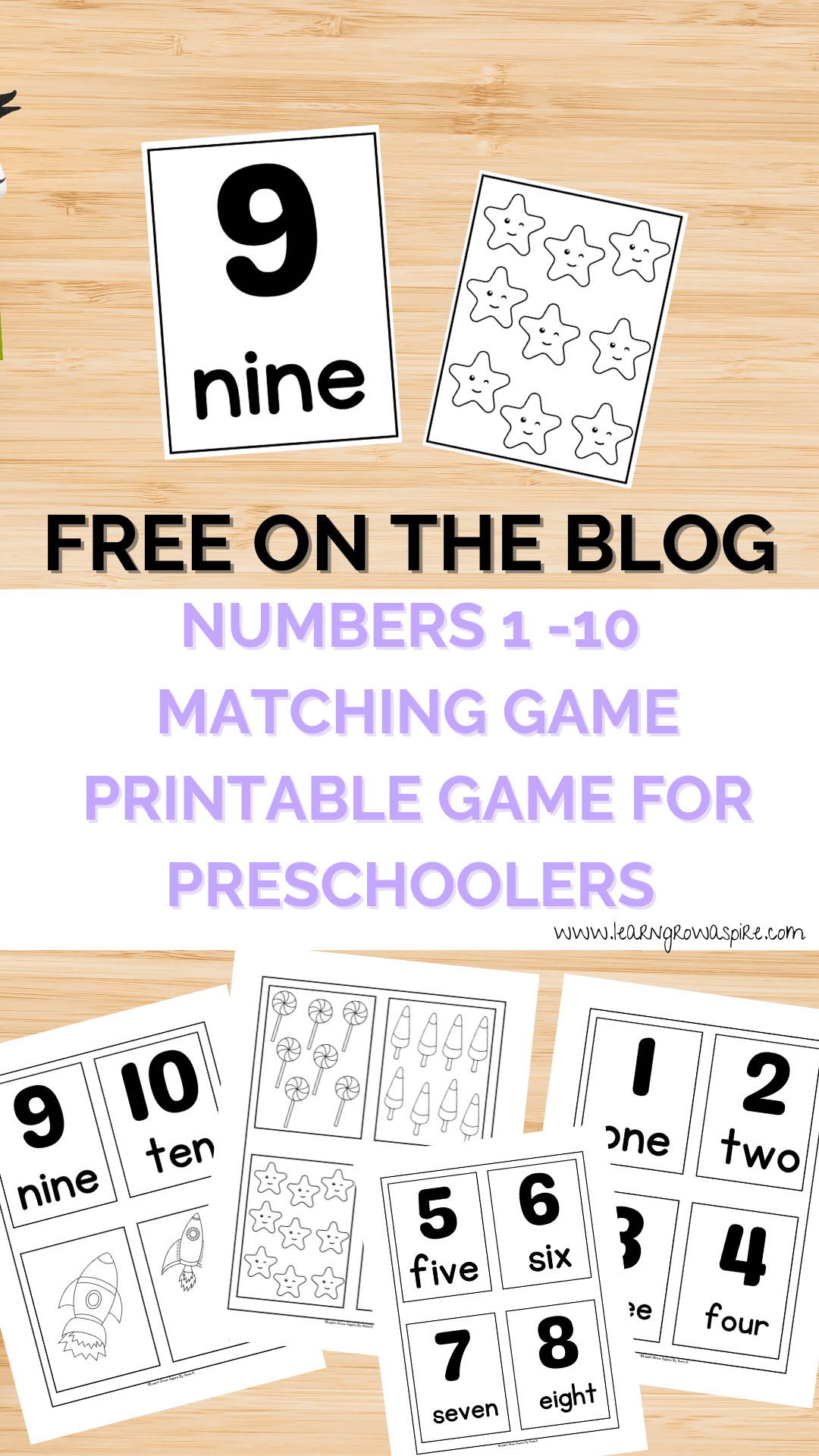 Numbers Matching Game Printable For Preschoolers | Learn Grow Aspire