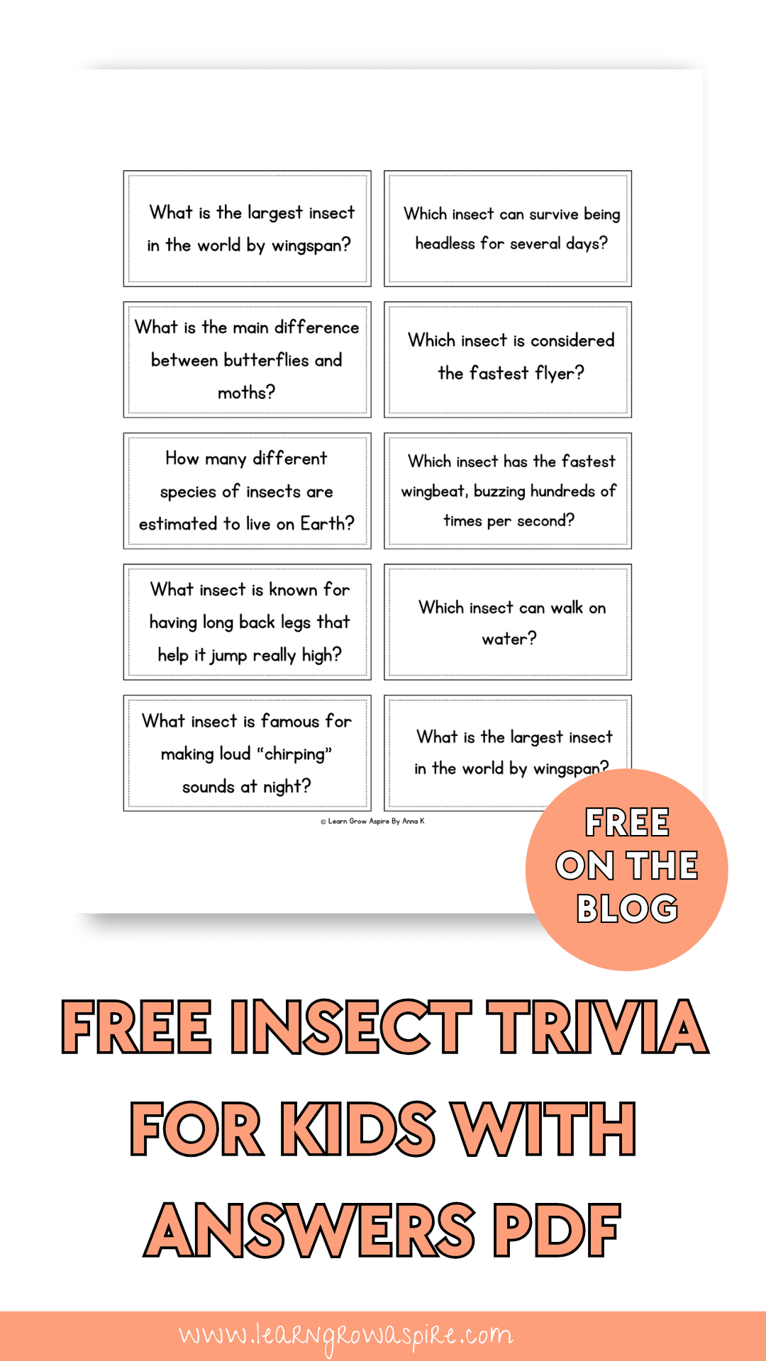 Insect Trivia For Kids With Answers ( Part 2) | Learn Grow Aspire