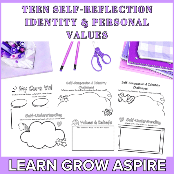Teen Identity And Personal Values Worksheets For Self-Discovery | Learn ...