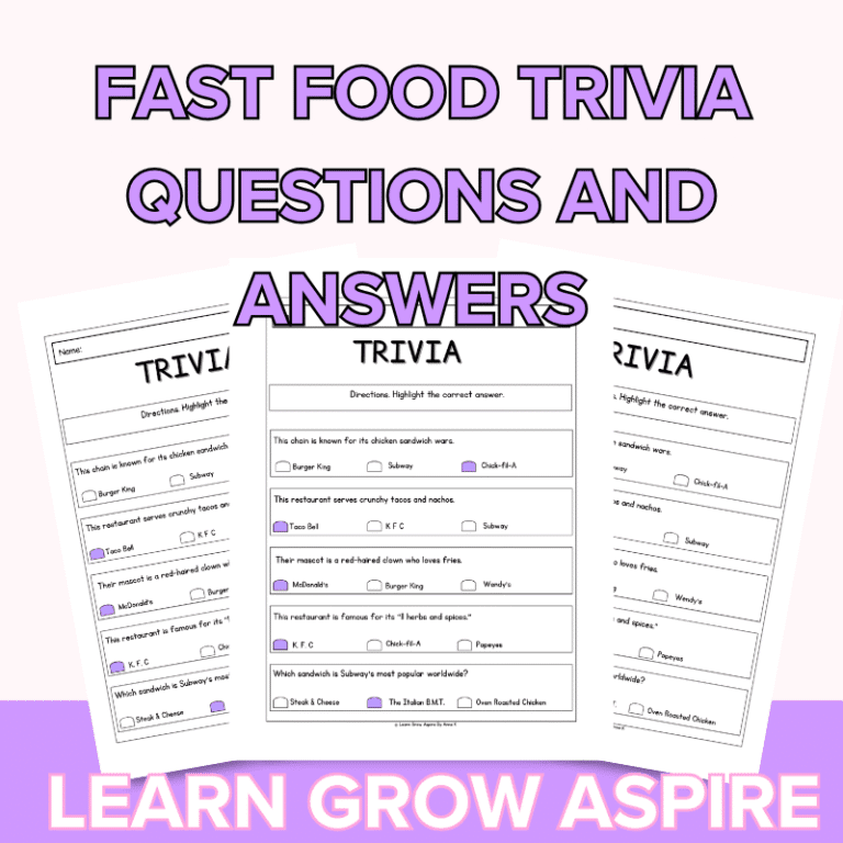 Fast Food Trivia Questions And Answers (+ Free Printable) | Learn Grow ...