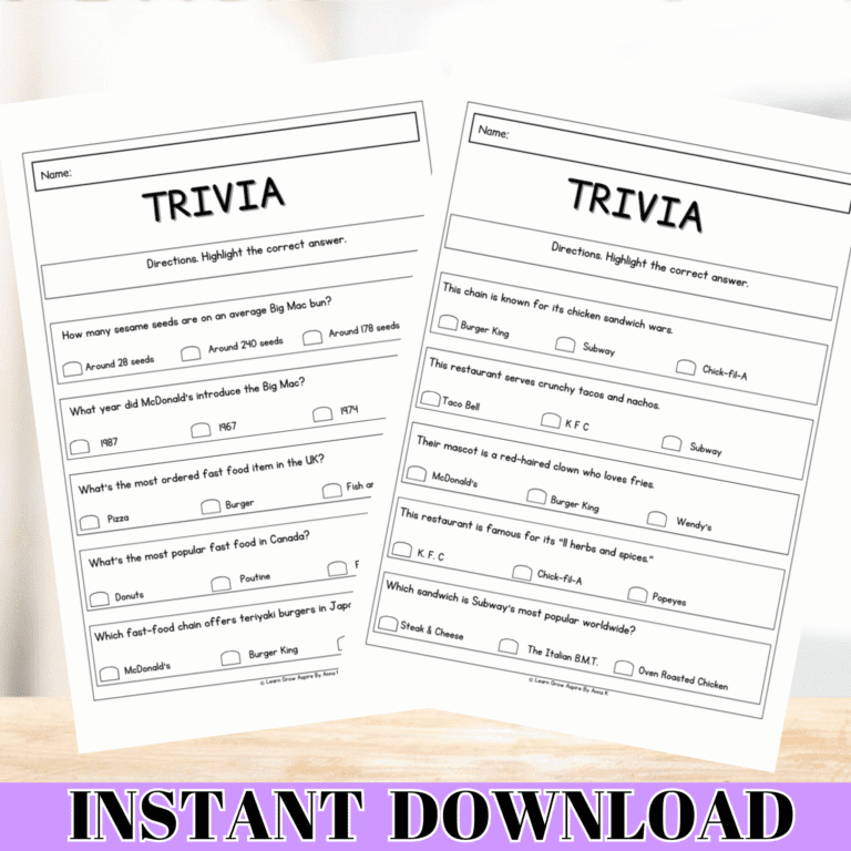 Fast Food Trivia Questions And Answers (+ Free Printable) | Learn Grow ...