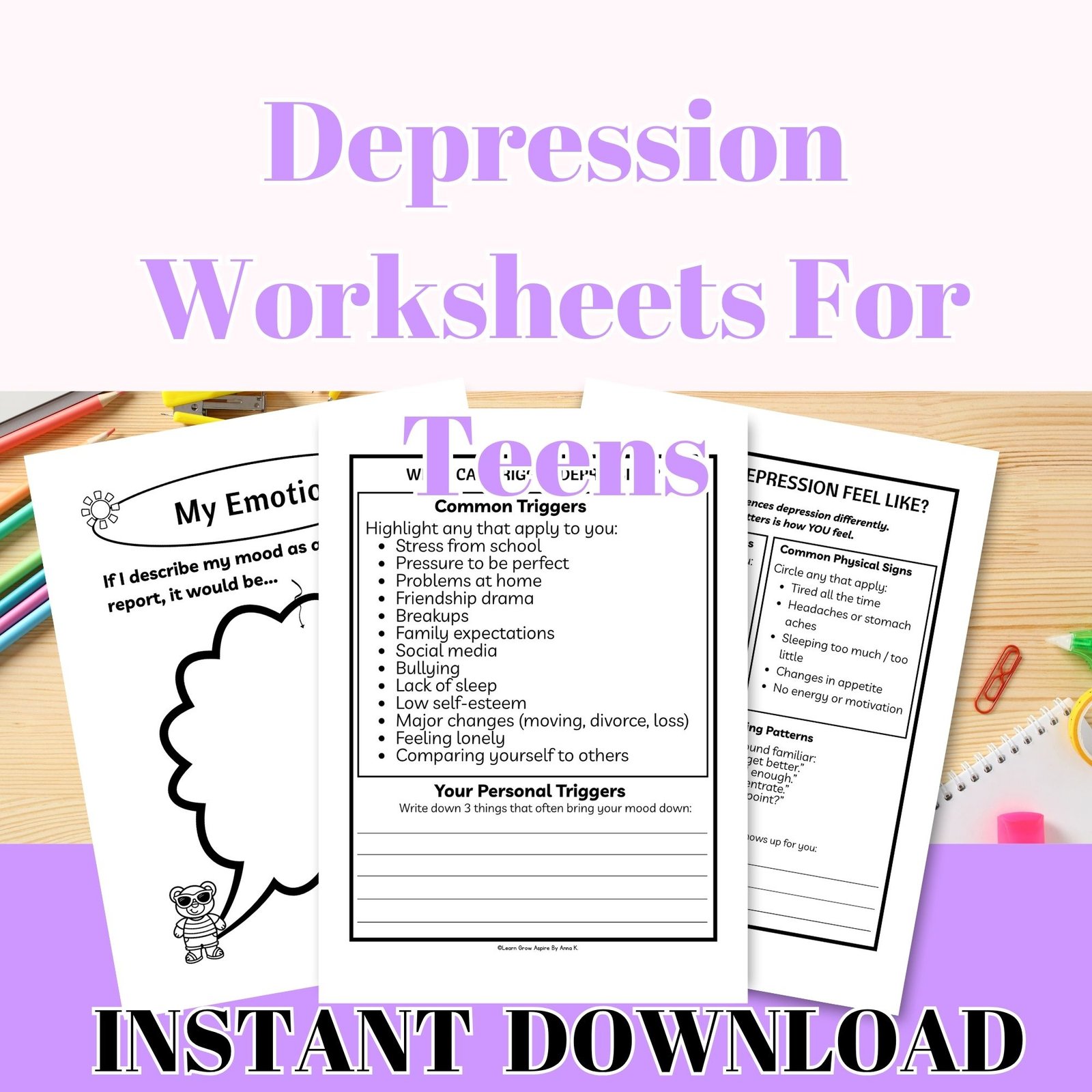 Depression Worksheets For Teens | Learn Grow Aspire