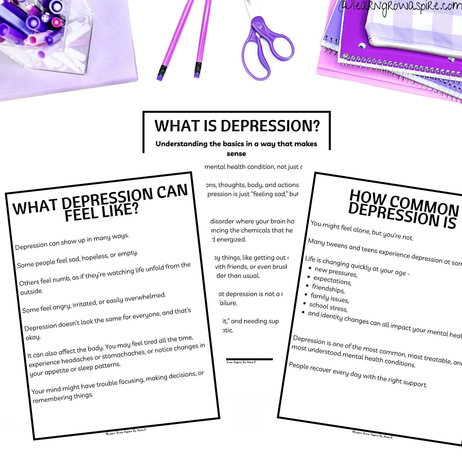 Depression Worksheets For Teens | Learn Grow Aspire