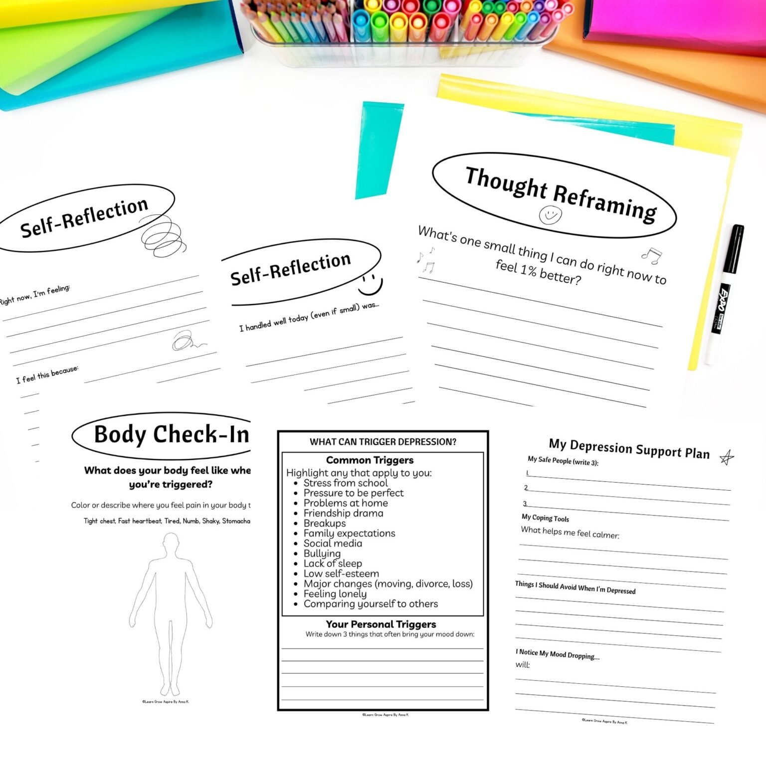 Depression Worksheets For Teens | Learn Grow Aspire