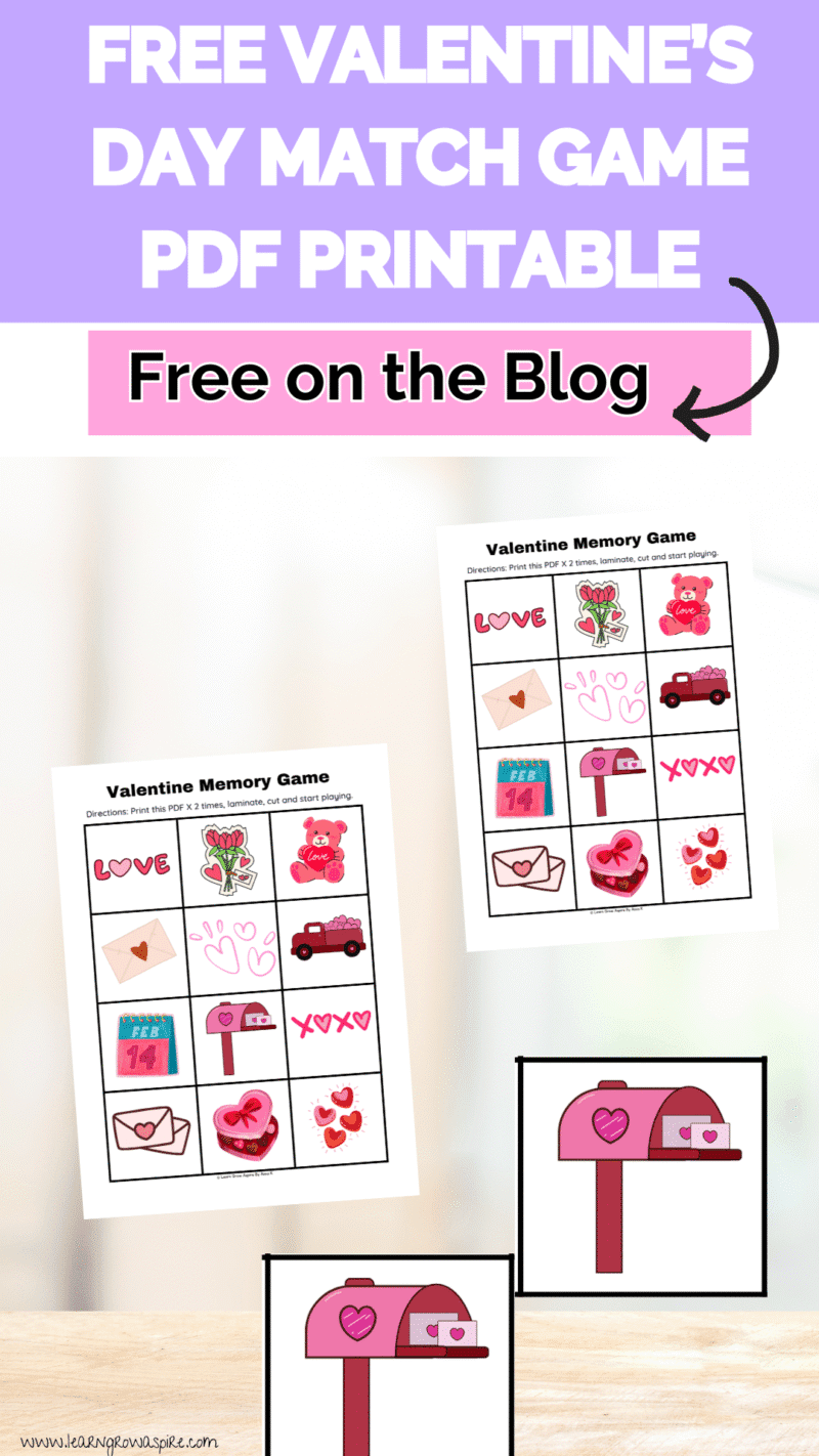 Valentine's Day Matching Game Printable PDF | Learn Grow Aspire