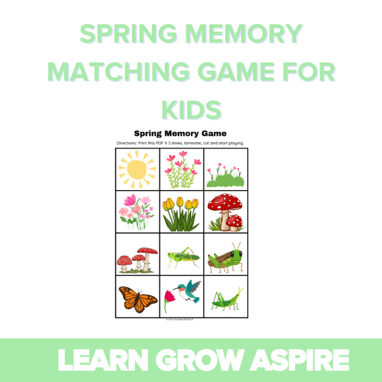 Spring Memory Matching Game (Free Printable PDF) | Learn Grow Aspire