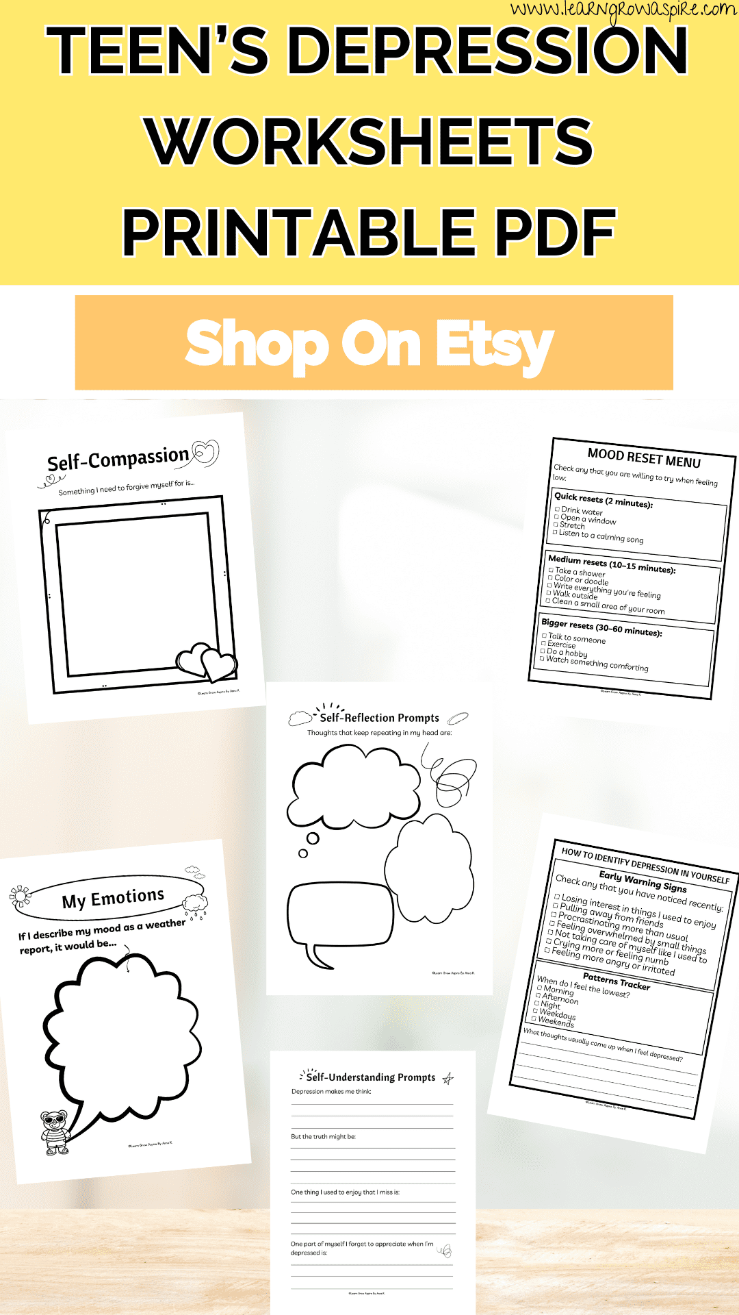 Depression Worksheets For Teens | Learn Grow Aspire