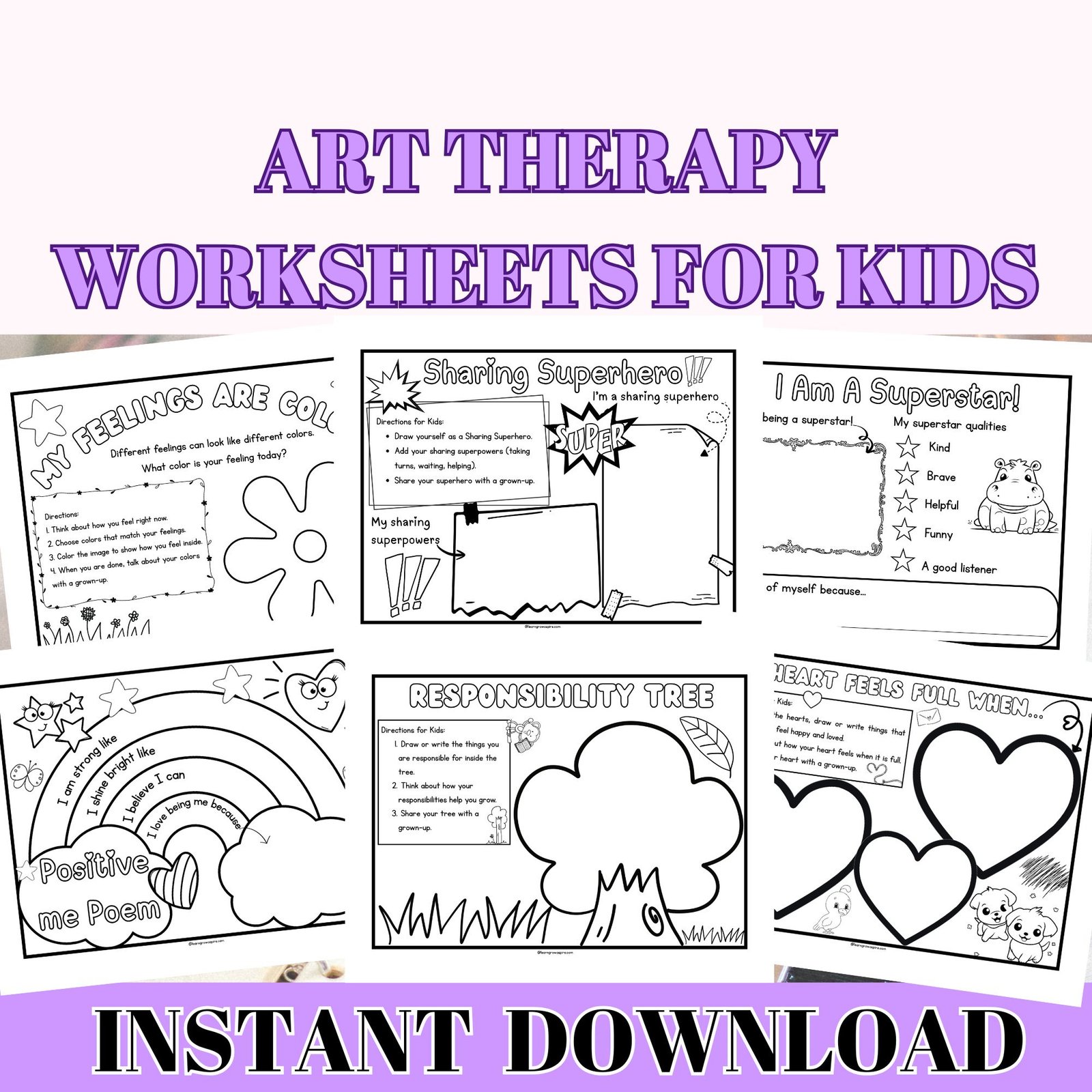 Art Therapy Worksheets For Kids | Learn Grow Aspire