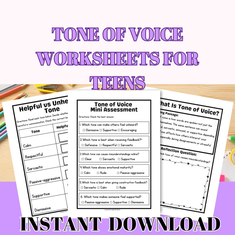Tone Of Voice Activities For Teens (Printable PDF) | Learn Grow Aspire