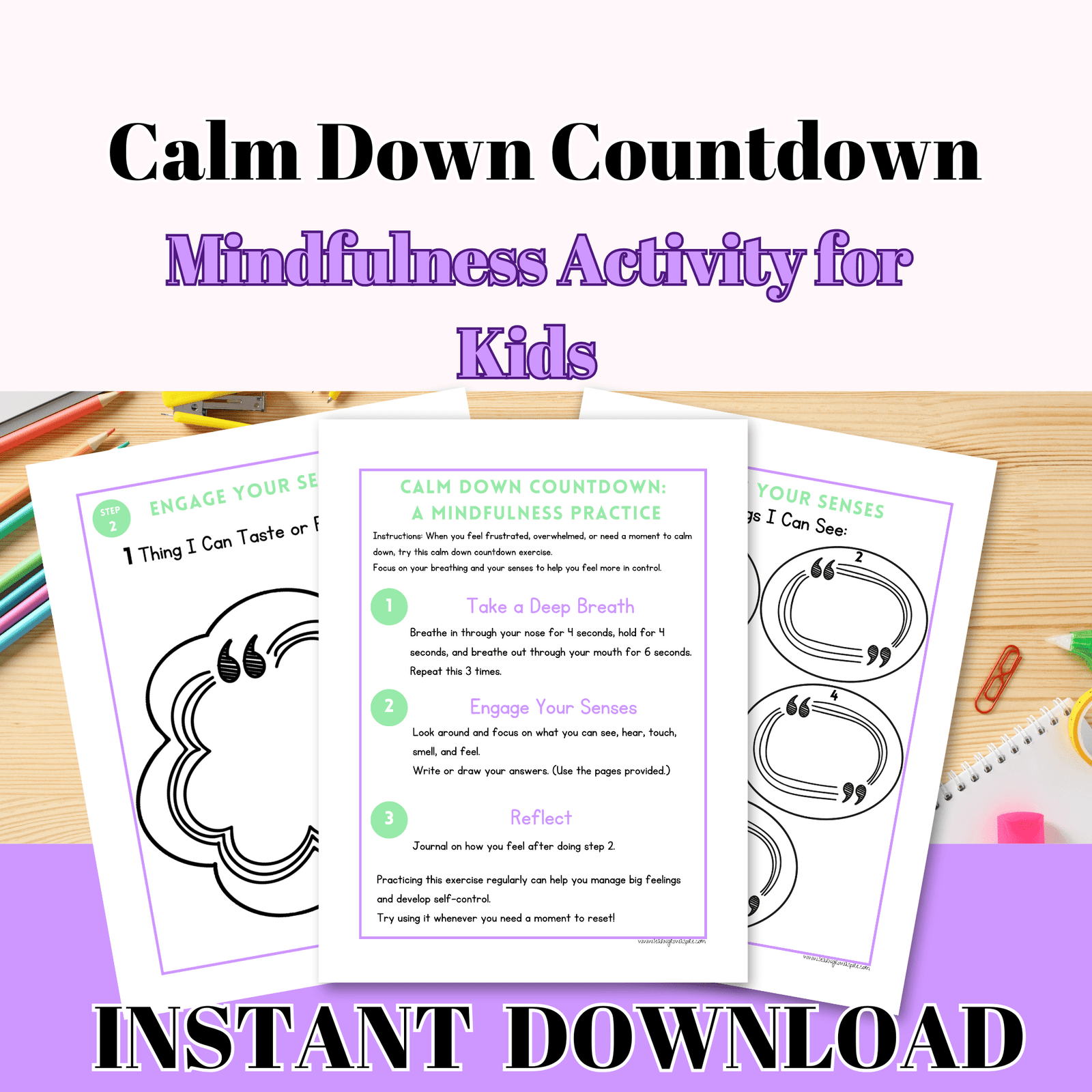 Calm Down Countdown for Kids (Free Printable PDF) | Learn Grow Aspire