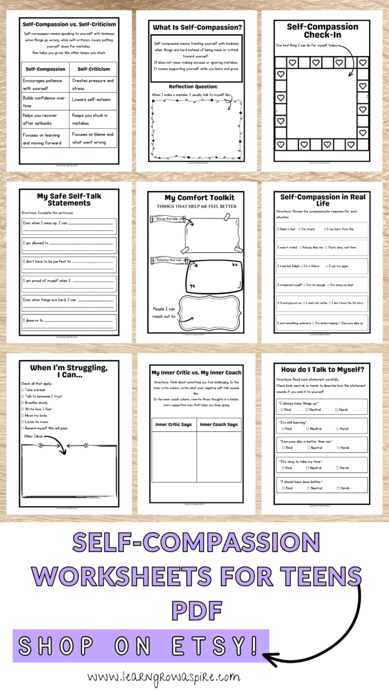 Self Compassion Worksheets For Teens PDF
