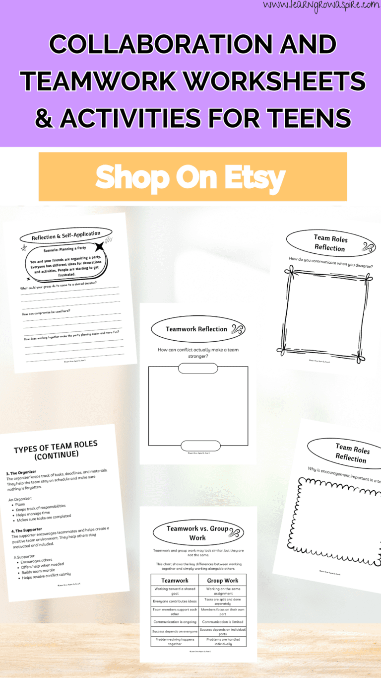 Collaboration And Teamwork Worksheets For Teens | Learn Grow Aspire