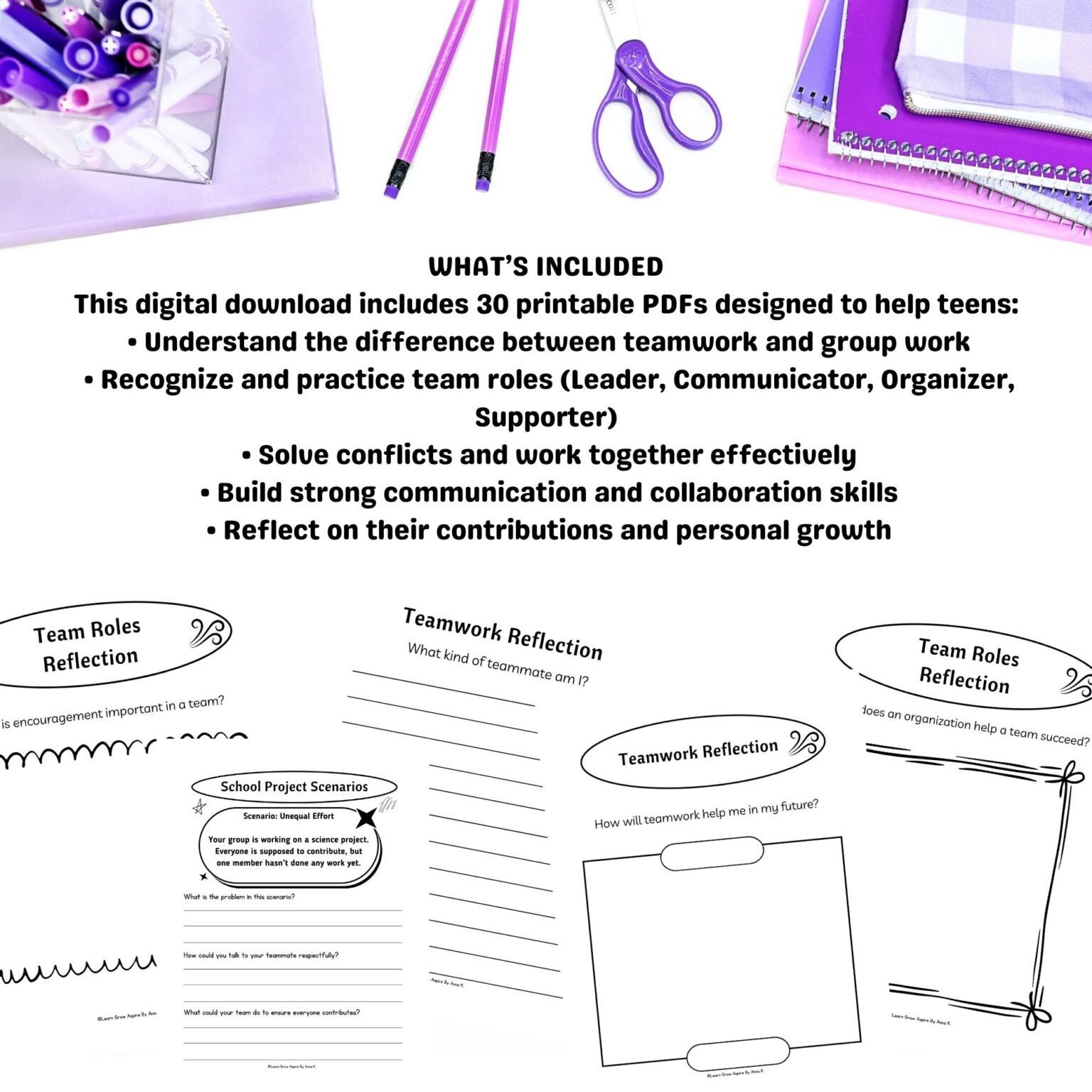 Collaboration And Teamwork Worksheets For Teens | Learn Grow Aspire