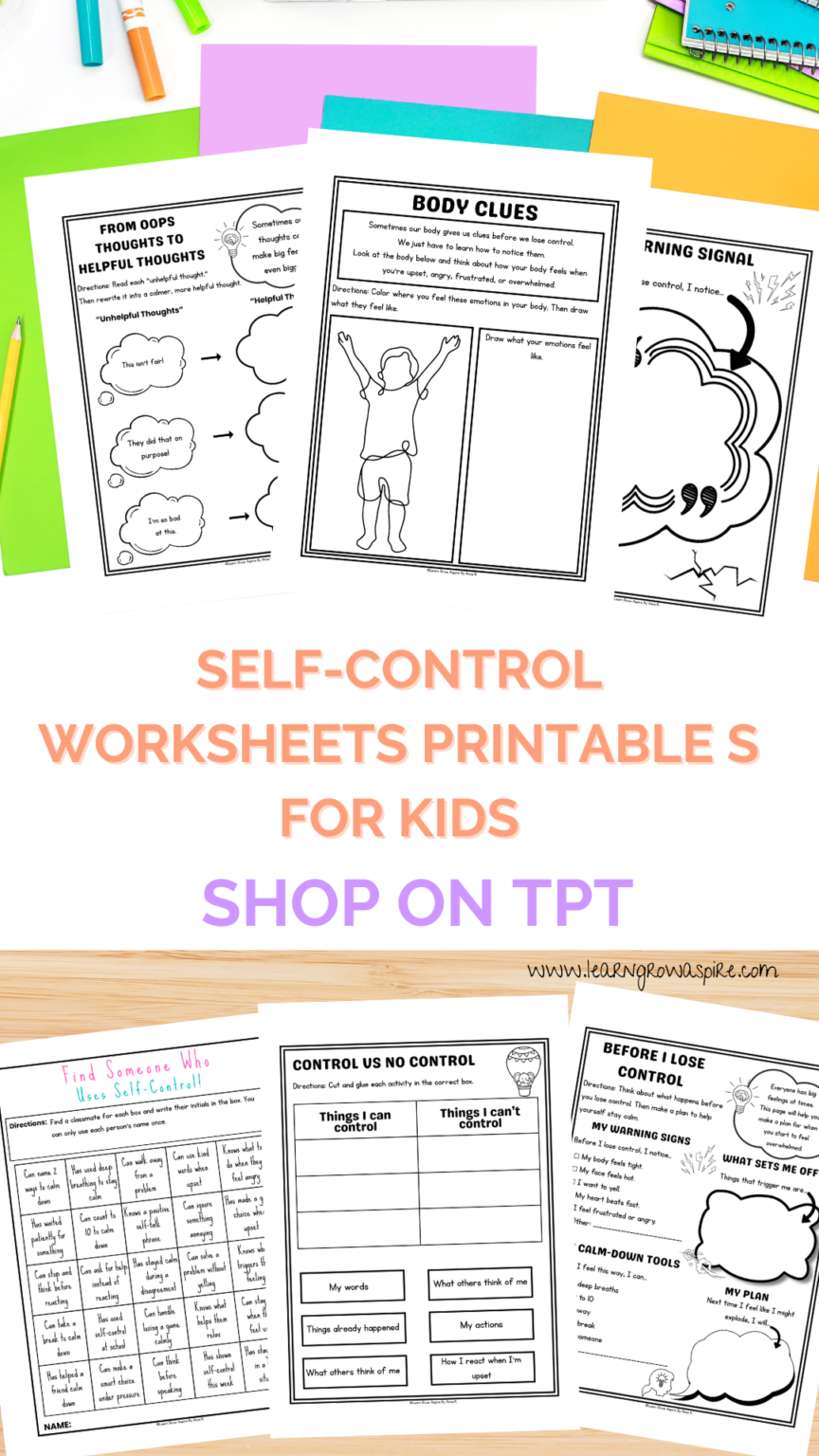 Self Control Worksheets to Help Kids Manage Big Feelings | Learn Grow ...