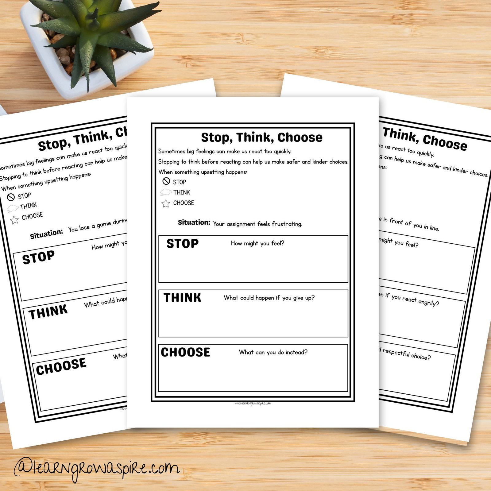 Self Control Worksheets For Kids | Learn Grow Aspire
