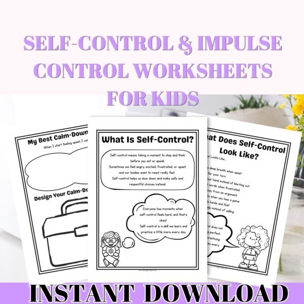 Self Control Worksheets For Kids | Learn Grow Aspire