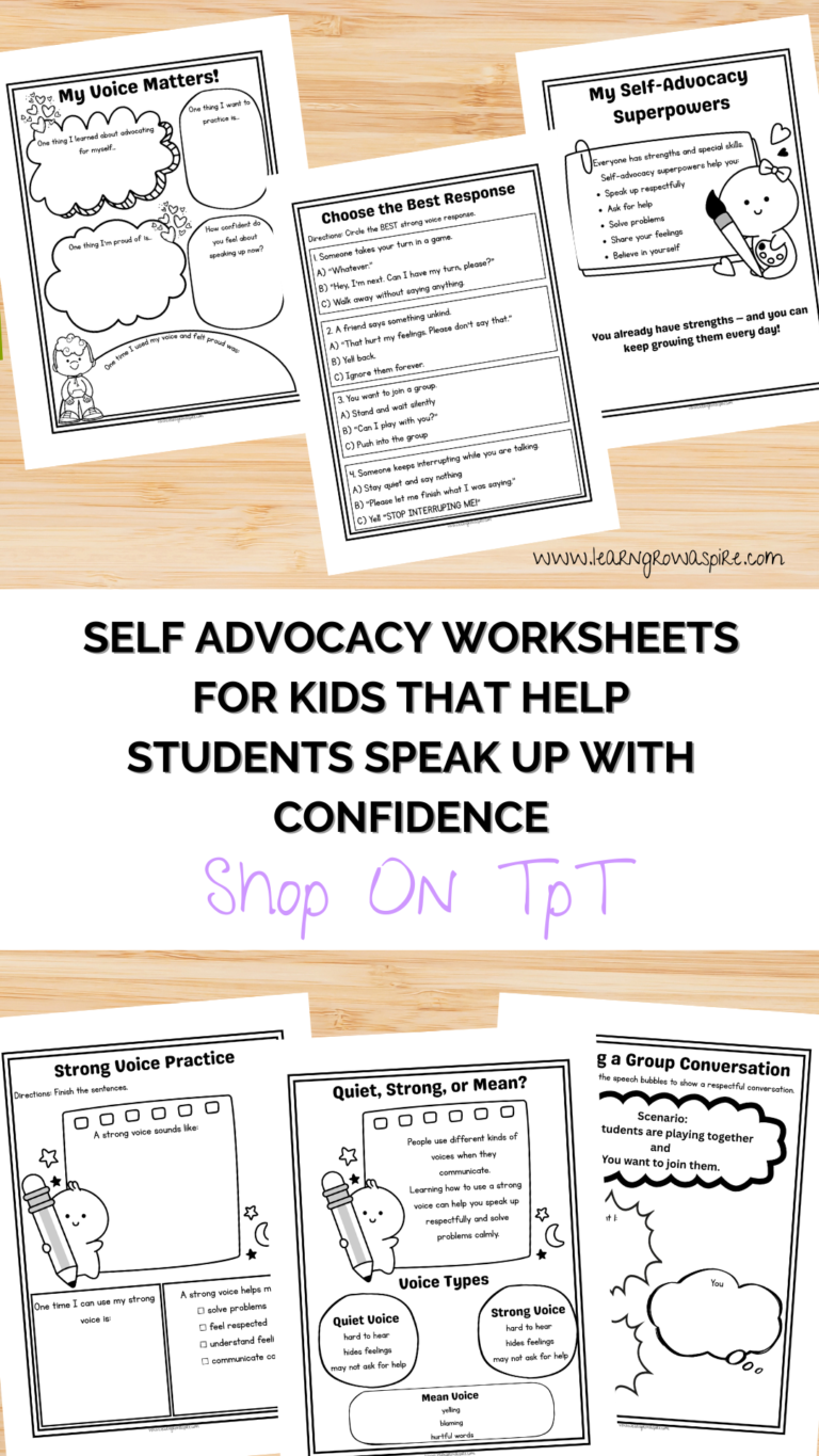 Self Advocacy Worksheets For Kids | Learn Grow Aspire