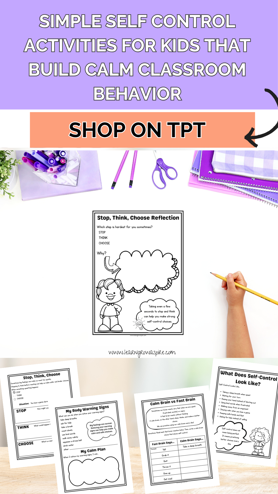 Self Control Worksheets For Kids | Learn Grow Aspire